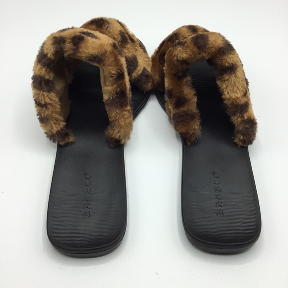 BAMBOO | Shoes | Fuzzy Leopard Slides Animal Print Slippers New | Poshmark